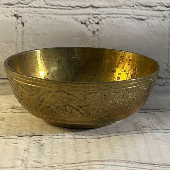 Handmade | Accents | Vintage Brass India Boho Hand Carved Bowl | Poshmark